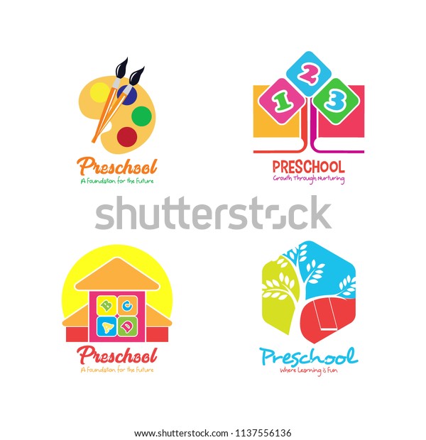 Preschool Logo Design Kindergarten Icon Template: vector de stock ...