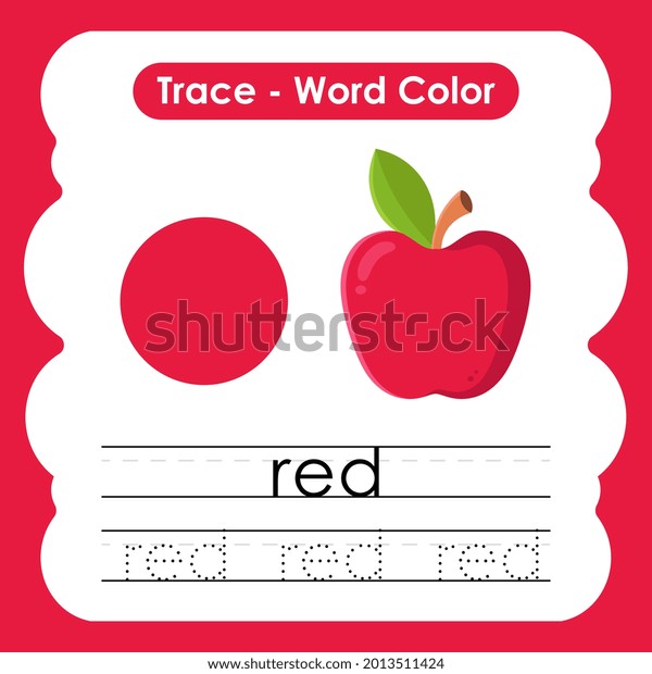 Preschool Tracing Worksheet Color Words Red Stock Vector (Royalty Free ...