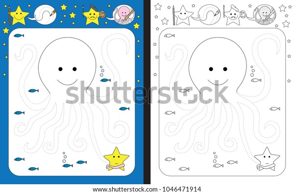 Preschool worksheet for practicing fine motor skills - tracing dashed ...