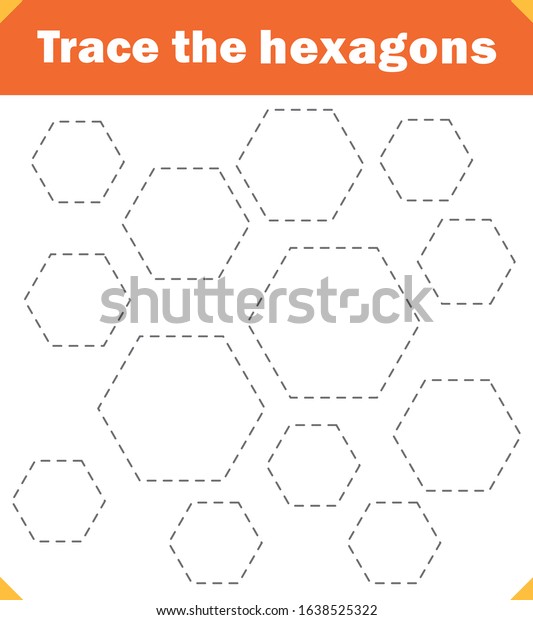 Preschool Worksheet Trace Hexagons Color Tracing Stock Vector (Royalty ...