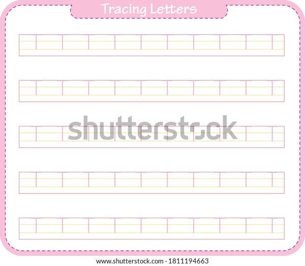 Preschool Worksheet Trace Letters Basic Writing Stock Vector (Royalty ...