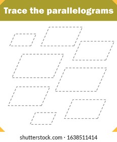 Preschool Worksheet Trace Parallelograms Color Tracing : image ...