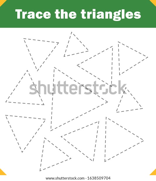 Preschool Worksheet Trace Triangles Color Tracing Stock Vector (Royalty ...