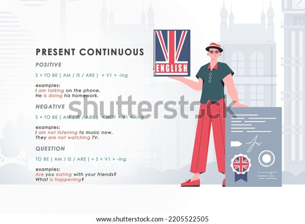 Present Continuous Rule Study Tenses English: เวกเตอร์สต็อก (ปลอดค่า ...