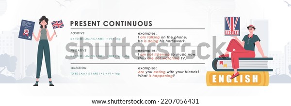 Present Continuous Rule Study Tenses English Stock Vector (Royalty Free ...