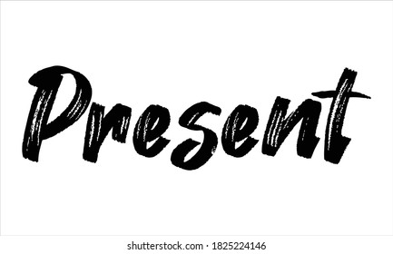 Present Hand Drawn Brush Lettering Words Stock Vector (Royalty Free ...