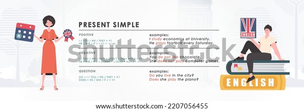 Present Simole Rule Studying Tenses English Stock Vector (Royalty Free ...