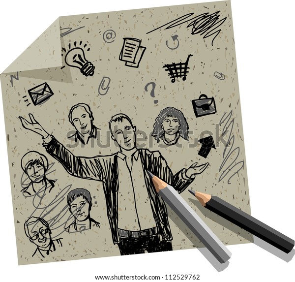 Presentation Businessman Hand Draw On Craft Stock Vector (Royalty Free ...