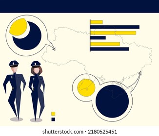 Presentation Page On Police Statistics Diagrams Stock Vector (Royalty ...