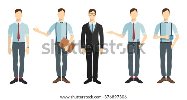 Presentation Poses Set Young People Flat Stock Vector (Royalty Free ...
