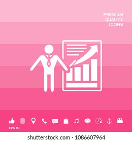 Presentation Sign Icon Man Standing Pointer Stock Vector (Royalty Free ...