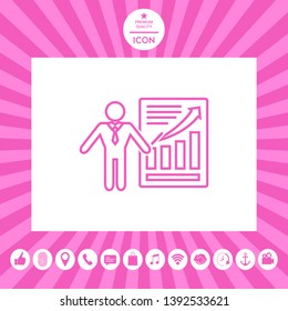 Vektor Stok Presentation Sign Icon Man Standing Pointer (Tanpa Royalti ...