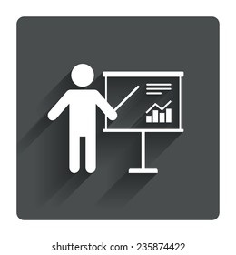 Presentation Sign Icon Man Standing Pointer Stock Vector (Royalty Free ...