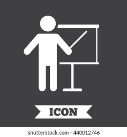 Vektor Stok Presentation Sign Icon Man Standing Pointer (Tanpa Royalti ...