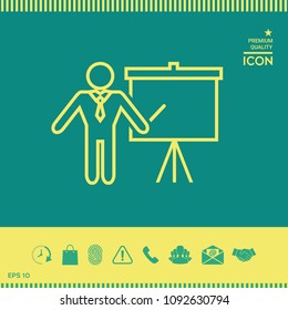 Presentation Sign Icon Man Standing Pointer Stock Vector (Royalty Free ...