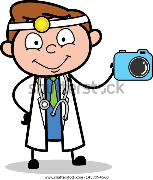 Presenting Camera Professional Cartoon Doctor Vector Stock Vector ...