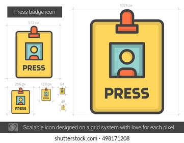 Press Badge Vector Line Icon Isolated Stock Vector (Royalty Free ...