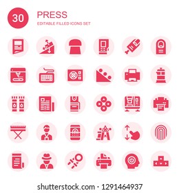 Press Icon Set Collection 30 Filled Stock Vector (Royalty Free ...