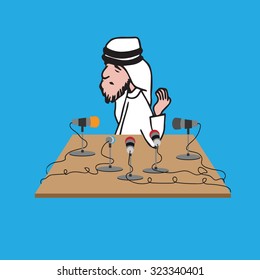 Press Interview Arab Islamic Man Stock Vector (Royalty Free) 323340401 ...