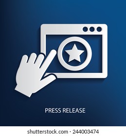Press Release Symbol On Blue Background Stock Vector (Royalty Free ...