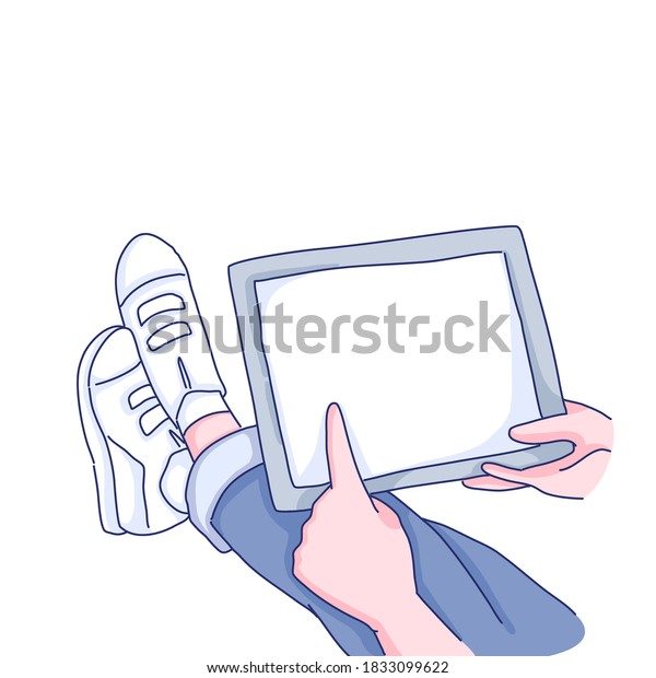 Pressing Finger Tablet Concept Design Vector Stock Vector (Royalty Free ...