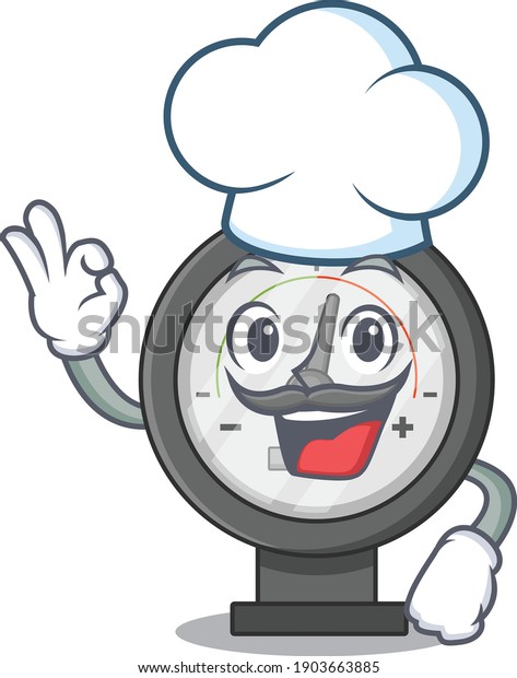 Pressure Gauge Chef Cartoon Drawing Style Stock Vector (Royalty Free ...