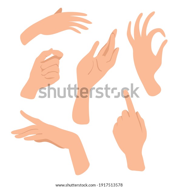 Pressure Graceful Hands Flat Isolated Gestures Stock Vector (Royalty ...