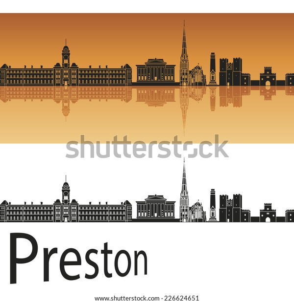 Preston Skyline Orange Background Editable Vector Stock Vector (Royalty ...