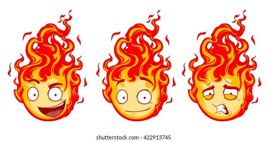 Pretty Cartoon Faces Red Fire Stock Vector (Royalty Free) 422913745 ...