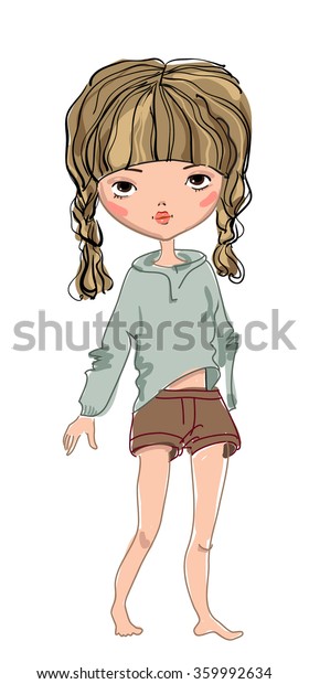 Pretty Girl Vector Illustration Stock Vector (Royalty Free) 359992634 ...