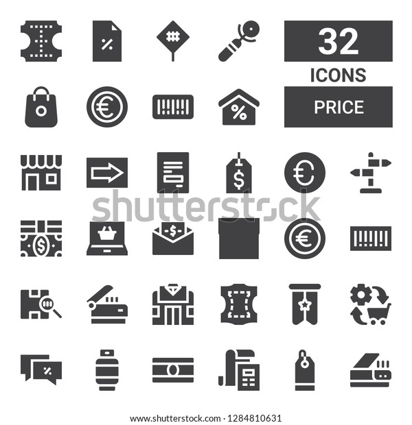 Price Icon Set Collection 32 Filled Stock Vector (Royalty Free) 1284810631