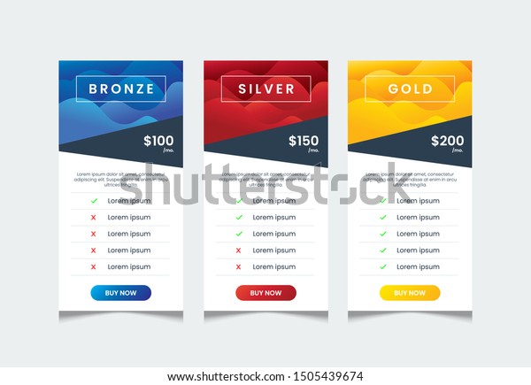 Price list with 3 tables, comparative table template, product table ...