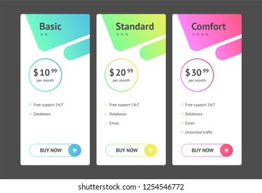 Price List Hosting Plans Web Boxes Stock Vector (Royalty Free ...
