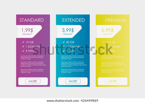 Price List Hosting Plans Web Boxes Stock Vector (Royalty Free ...