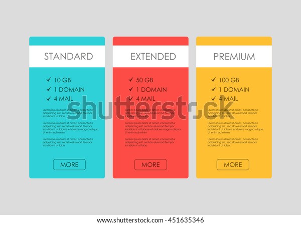 Price List Hosting Plans Web Boxes Stock Vector (Royalty Free ...