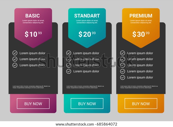 Price List Hosting Plans Web Boxes Stock Vector (Royalty Free ...