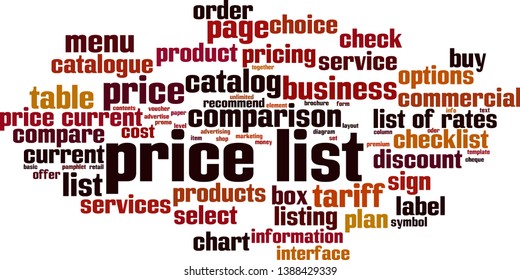 Price List Word Cloud Concept Collage Stock Vector (Royalty Free ...