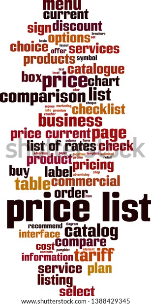 Price List Word Cloud Concept Collage Stock Vector (Royalty Free ...