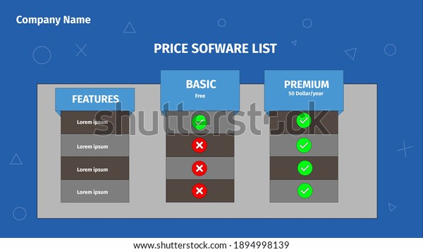 Price Software List Template Company Stock Vector (Royalty Free ...