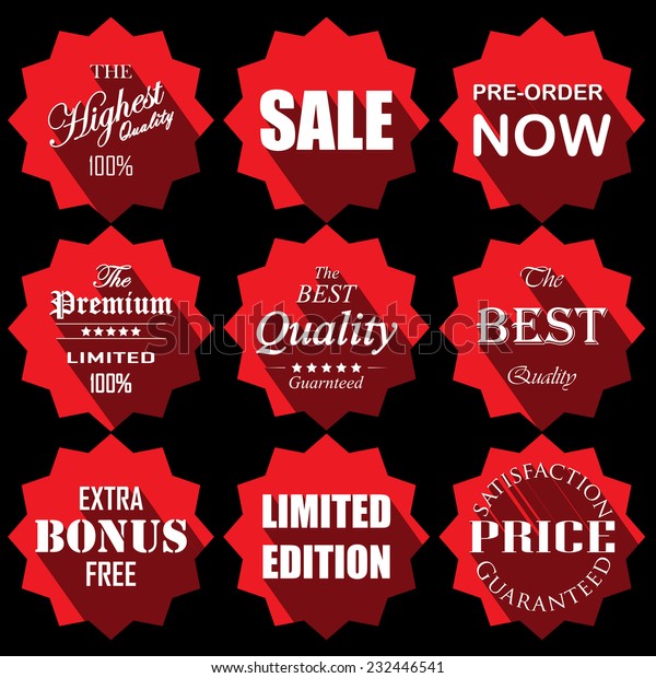 Price Tag Red Circle Labels Stickers Stock Vector (Royalty Free ...