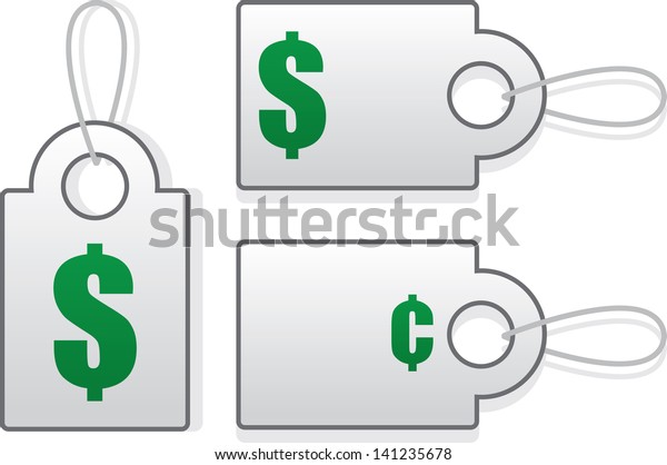 Price Tags Green Dollar Cent Symbols Stock Vector (Royalty Free) 141235678