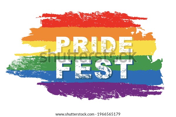 Pride Month Fest Logo Card Flagbanner Stock Vector (Royalty Free ...