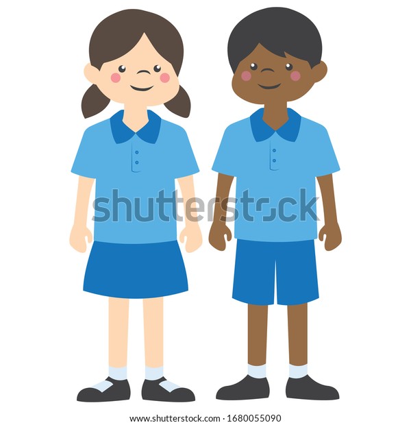 Primary School Students Blue Uniform: เวกเตอร์สต็อก (ปลอดค่าลิขสิทธิ์ ...