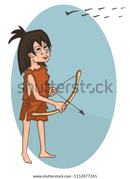 Primitive Boy Bow Arrow Vector Cartoon Stock Vector (Royalty Free ...