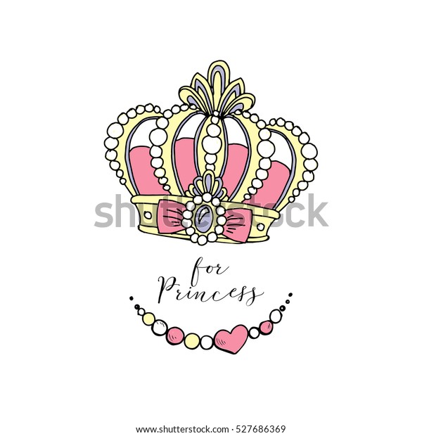 Princess Accessories Hand Drawn Graphic Stock Vector (Royalty Free ...