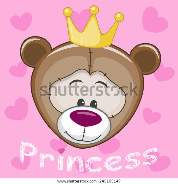 Princess Bear Hearts On Pink Background Stock Vector (Royalty Free ...