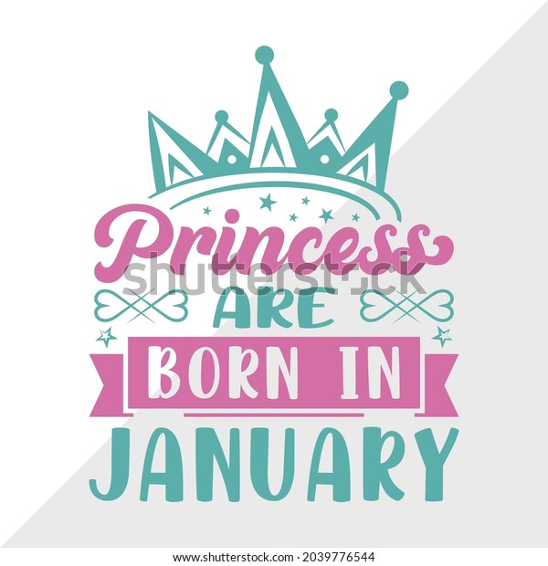 Princess Born January Printable Vector Illustration Stock Vector ...
