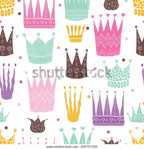 Princess Crown Kids Vector Seamless Pattern: vetor stock (livre de ...