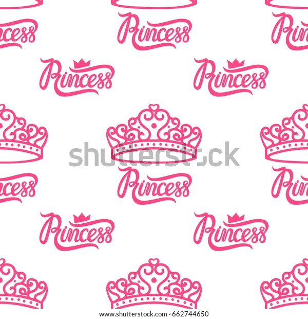 Princess Crown Pink Seamless Repeating Pattern Stock Vector (Royalty ...