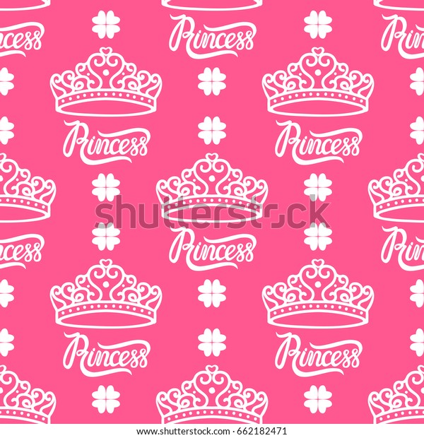 Princess Crown white. Seamless repeating pattern. Diadem princess ...